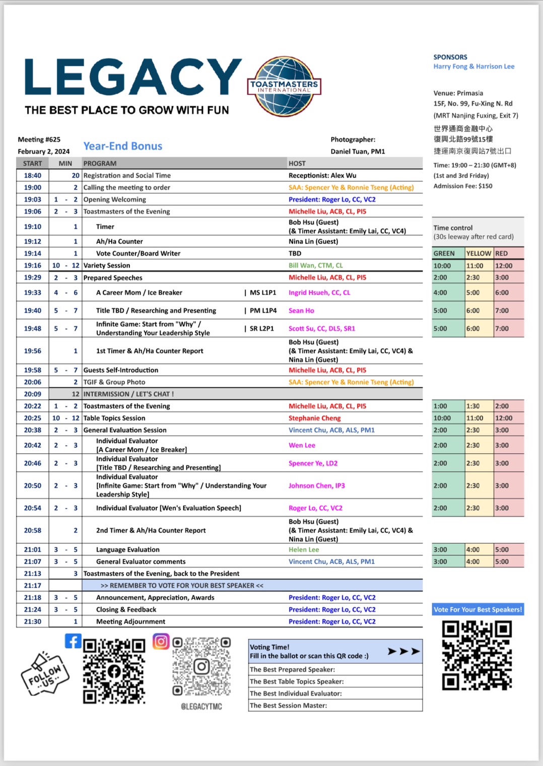 Toastmasters英語演講會－Legacy Meeting 2/2｜Accupass 活動通